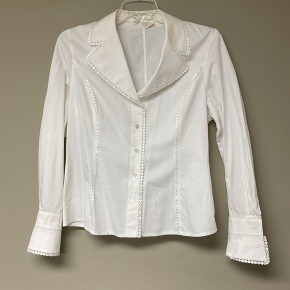 Escada | Tops | Vintage Escada Blouse With Lace Trim | Poshmark